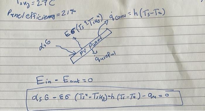 Solved write an energy balance equation for this and include | Chegg.com