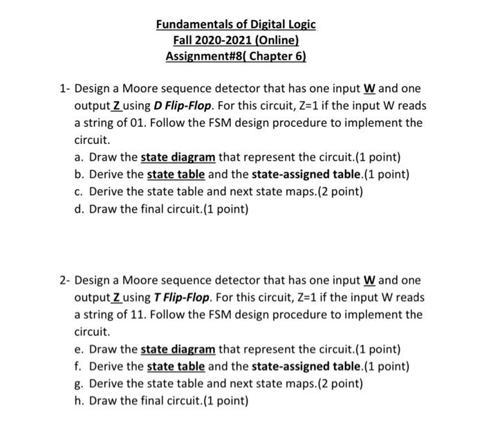 Solved Fundamentals of Digital Logic Fall 2020-2021 (Online) | Chegg.com