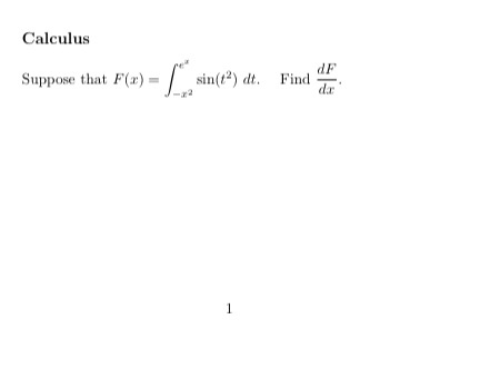 Solved Suppose that F(x) = Z ex −x2 sin(t2) dt. Find dF dx | Chegg.com