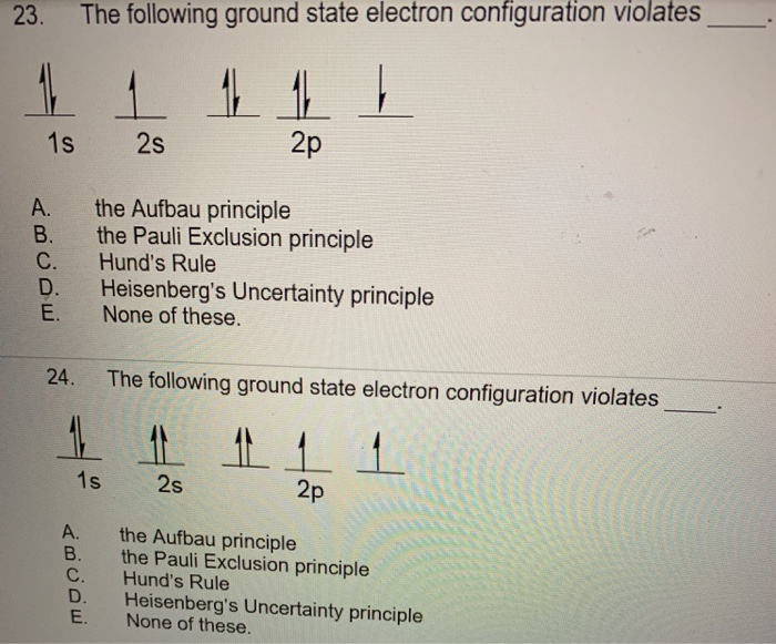 Solved 23 The Following Ground State Electron Configurat