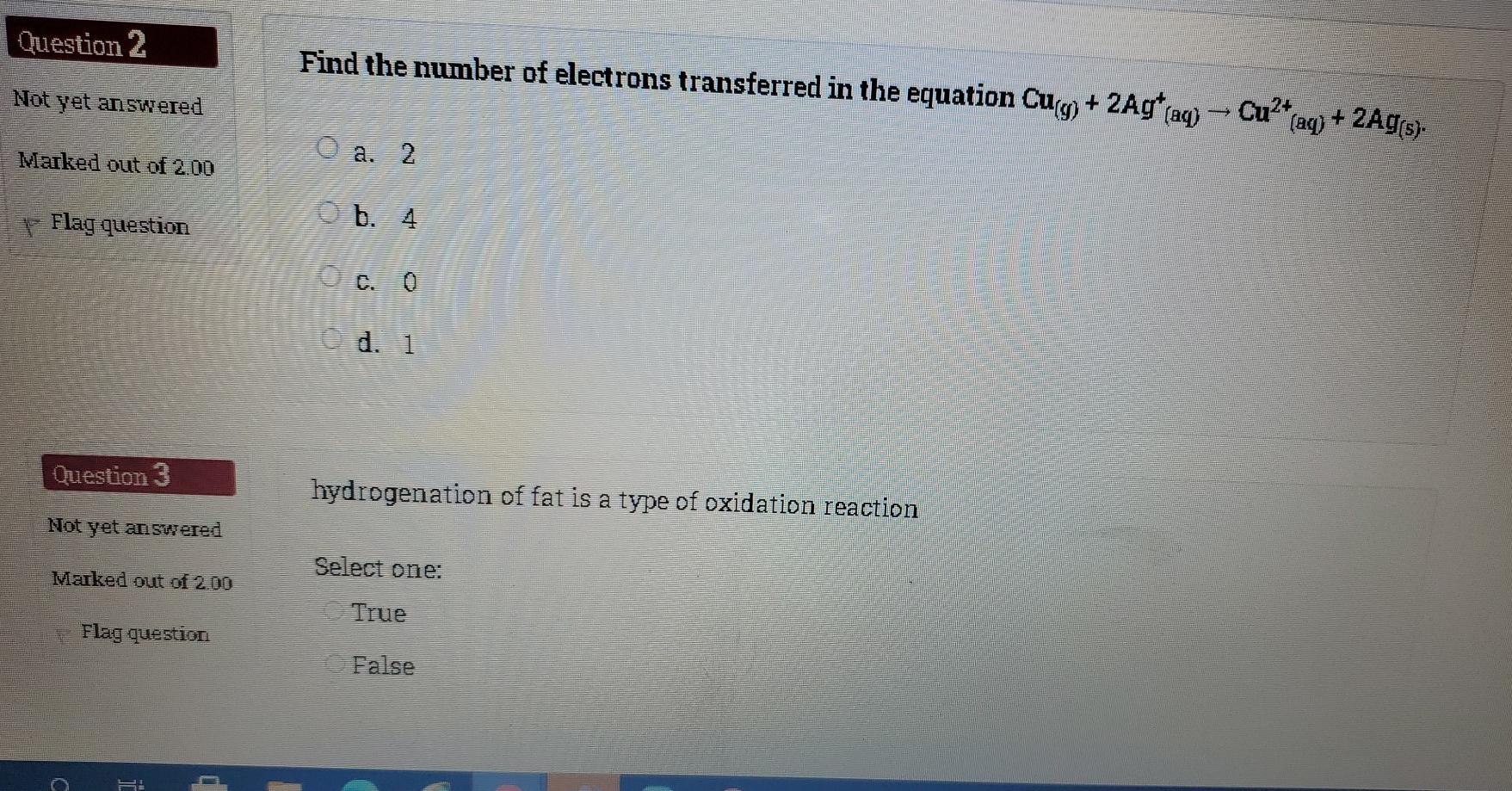 Solved Question 2 Find the number of electrons transferred | Chegg.com