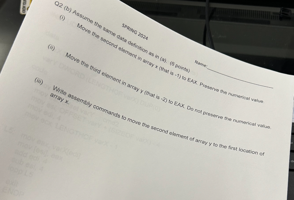 Solved (ii)(iii) ﻿Move the thirdeWrite array assemb/y | Chegg.com