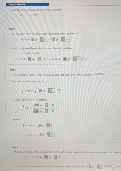 Solved Tutorial Exercise Solve the first-order linear | Chegg.com