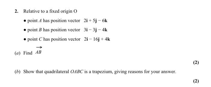 Solved 2. Relative to a fixed origin O • point A has | Chegg.com