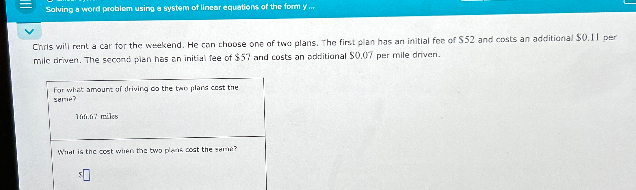 Solved Solving a word problem using a system of linear | Chegg.com