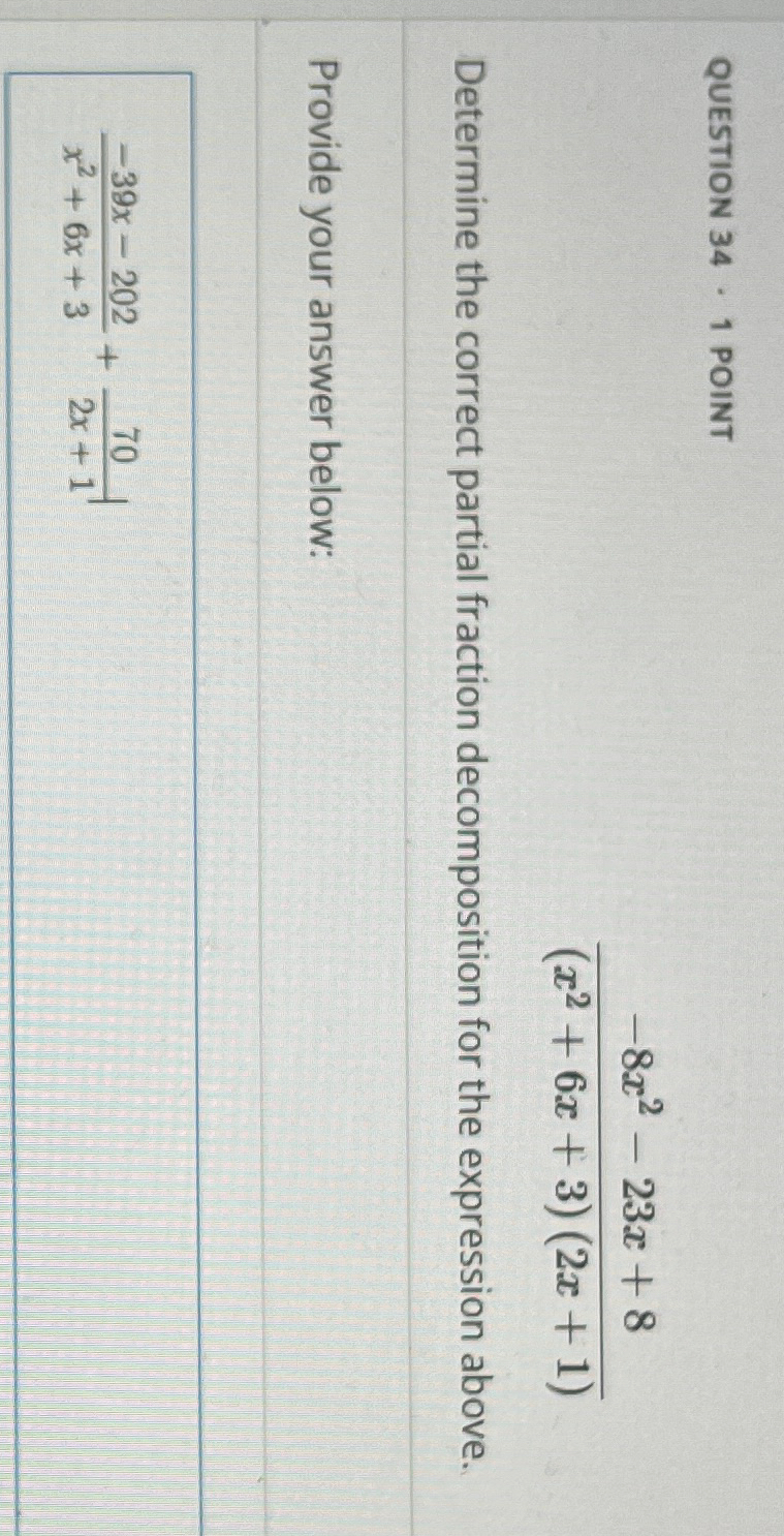 Solved QUESTION 34 - 1 | Chegg.com