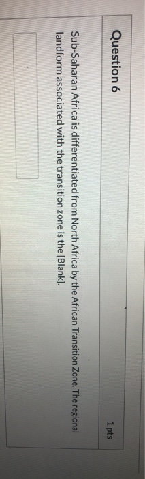 Solved Question 6 1 pts Sub-Saharan Africa is differentiated | Chegg.com
