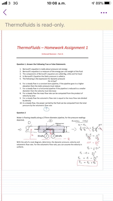 Solved ..13 3G 10:08 a.m. 1 89% Thermofluids is read-only. | Chegg.com