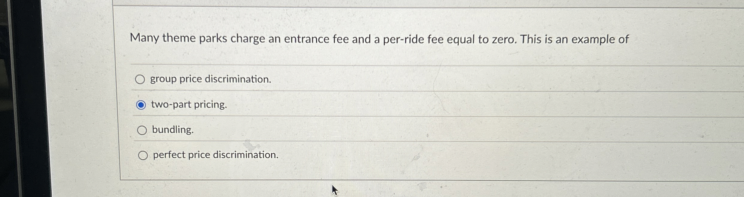 Solved Many theme parks charge an entrance fee and a | Chegg.com