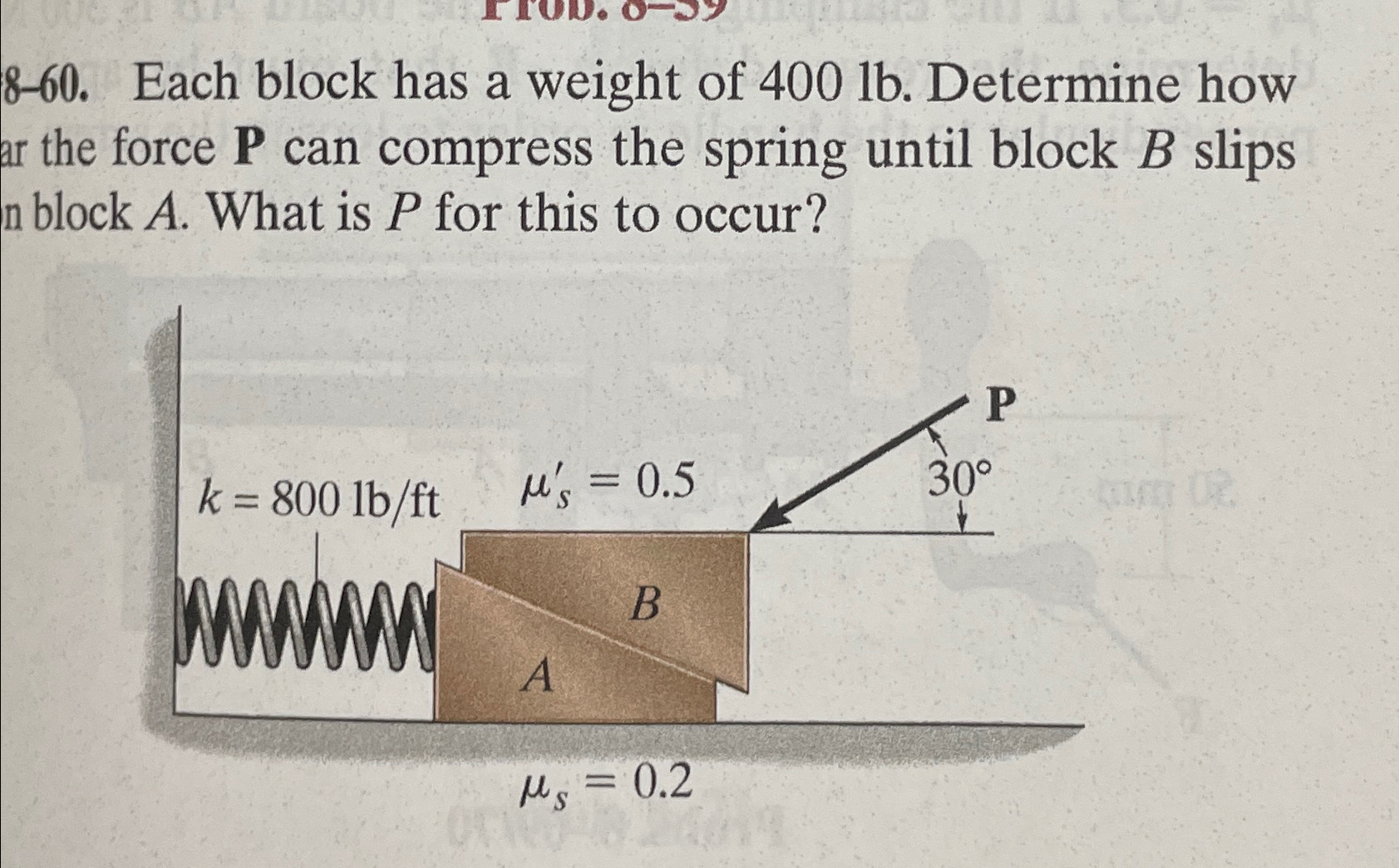Solved 8-60. ﻿Each block has a weight of 400lb. ﻿Determine | Chegg.com