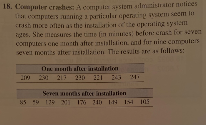 Solved 18. Computer crashes: A computer system administrator | Chegg.com