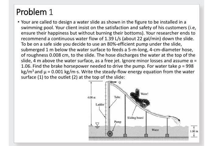 Solved - Your are called to design a water slide as shown in | Chegg.com