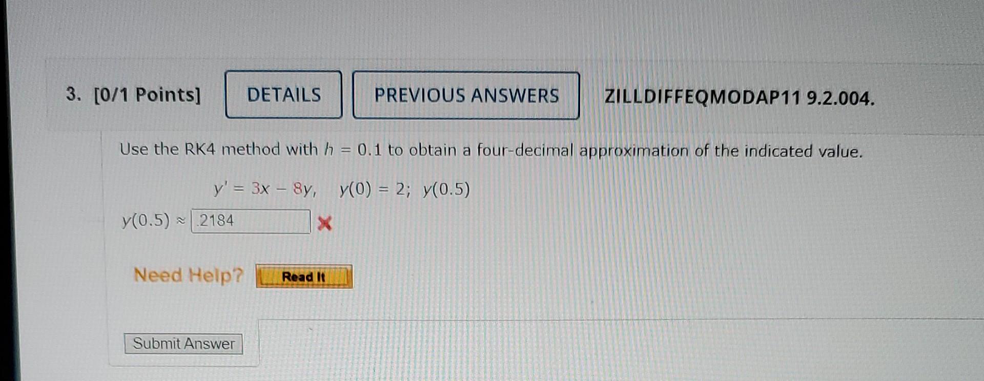 Solved Use the RK4 method with h=0.1 to obtain a | Chegg.com