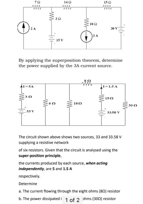 Solved By Applying The Superposition Theorem Determine The