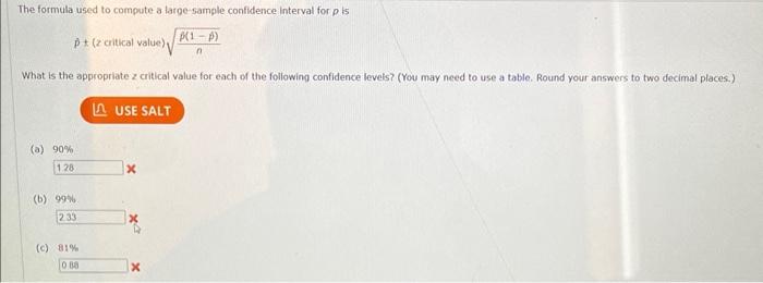 Solved The formula used to compute a large-sample confidence | Chegg.com