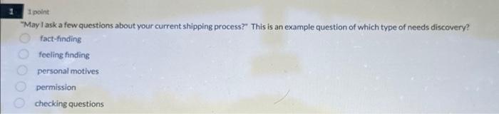 Solved 1 point "May I ask a few questions about your current | Chegg.com