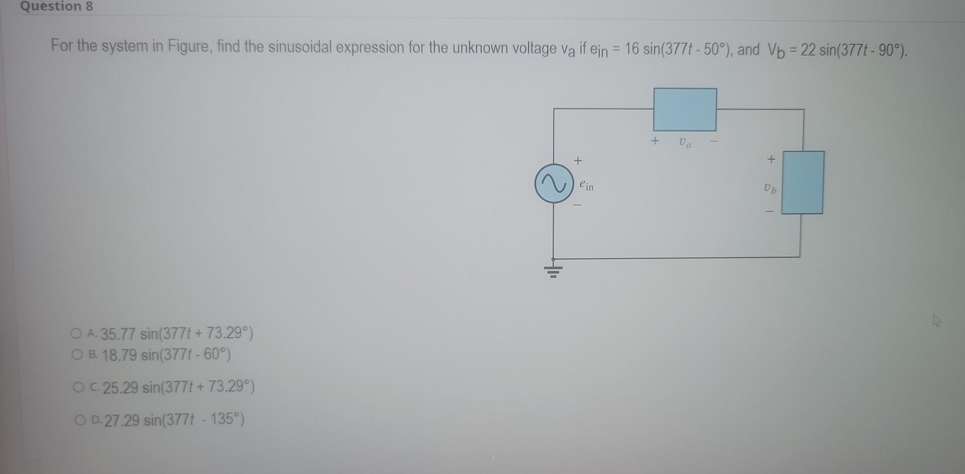 Solved For the system in Figure, find the sinusoidal | Chegg.com