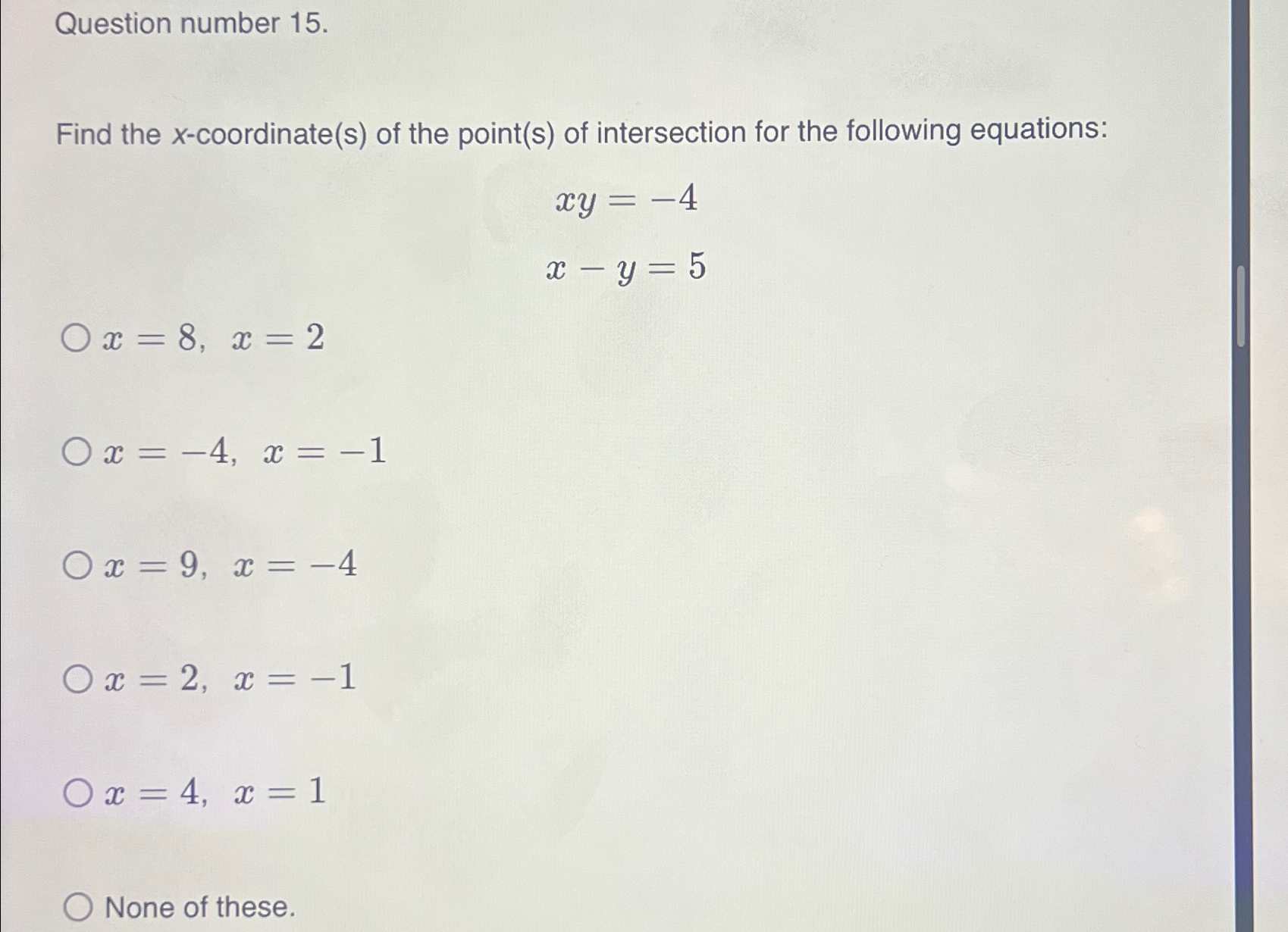 Solved Question number 15.Find the x-coordinate(s) ﻿of the | Chegg.com
