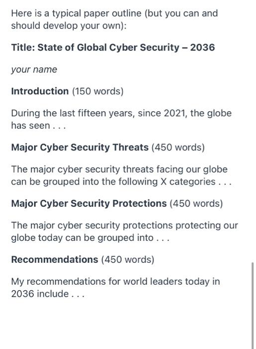 Solved Here is a typical paper outline (but you can and | Chegg.com