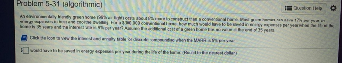 Solved Problem 5-31 (algorithmic) Question Help An | Chegg.com