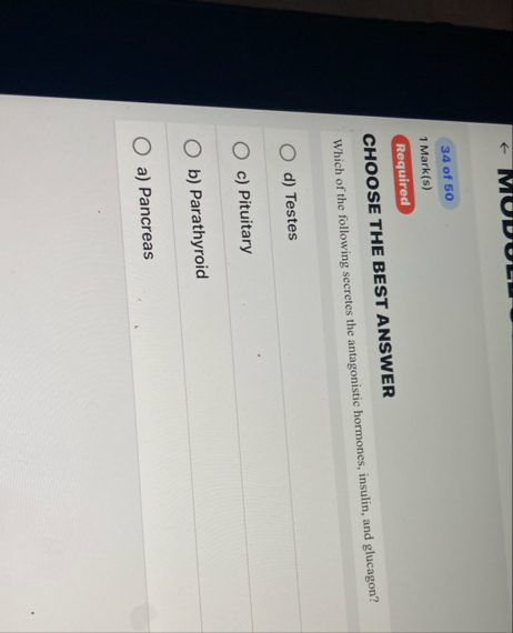Solved 34 ﻿of 501 ﻿Mark(s) CHOOSE THE BEST ANSWERWhich of | Chegg.com