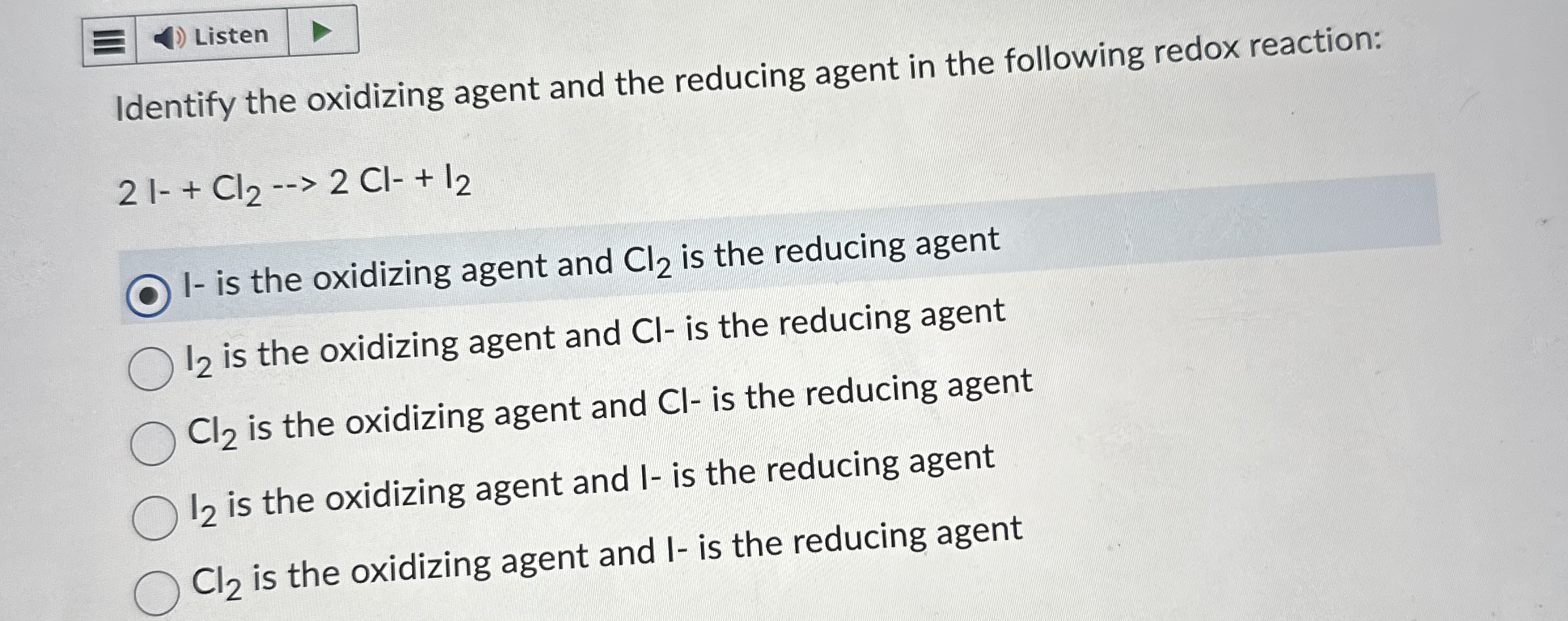 Solved Identify the oxidizing agent and the reducing agent | Chegg.com