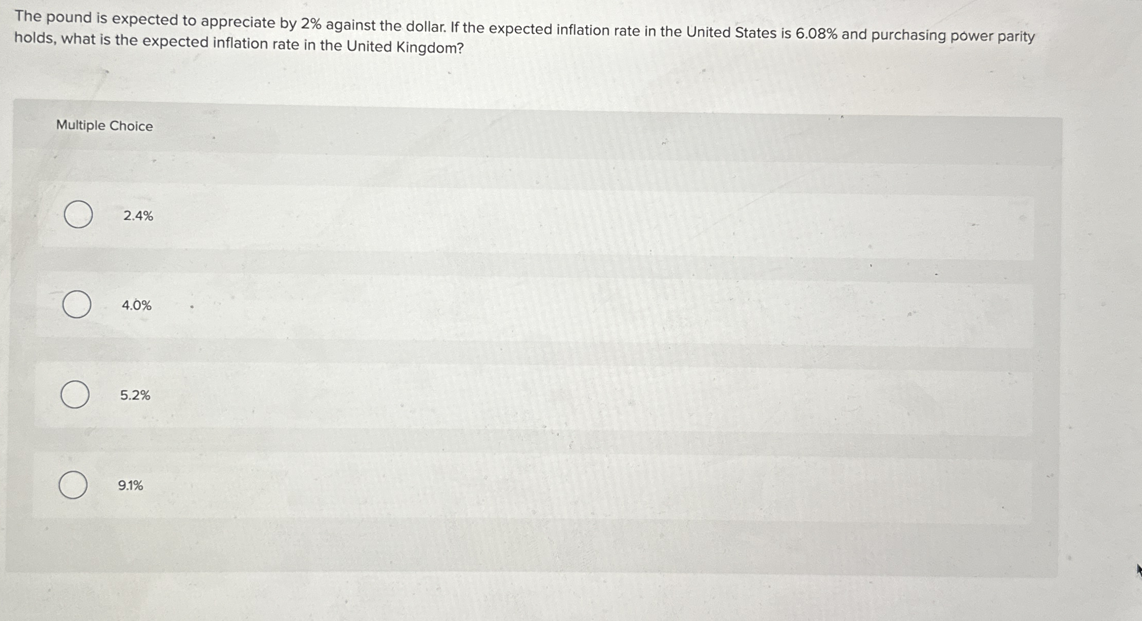 Solved The pound is expected to appreciate by 2% ﻿against | Chegg.com