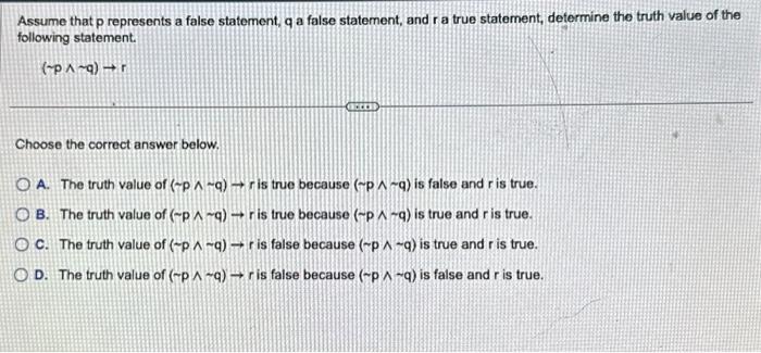 Solved Assume that \\( p \\) represents a false statement, | Chegg.com