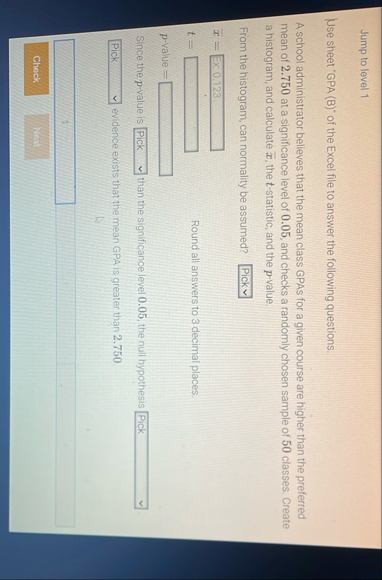 Solved Jump to level 1Use sheet "GPA (B)" ﻿of the Excel file | Chegg.com