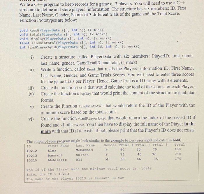 Solved Write a C++ program to keep records for a game of 3 | Chegg.com