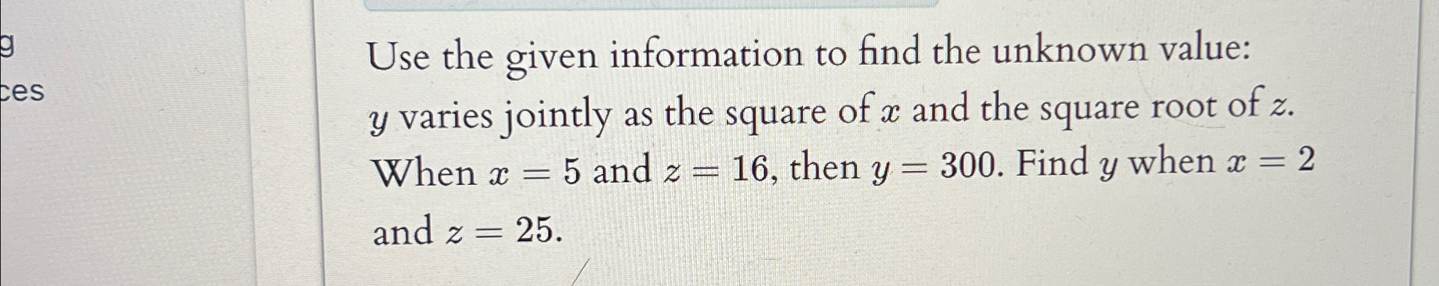 Solved Use the given information to find the unknown value: | Chegg.com
