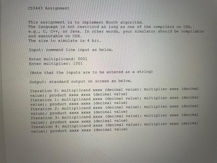 Solved cs3443 Assignment This assignment is to implement | Chegg.com