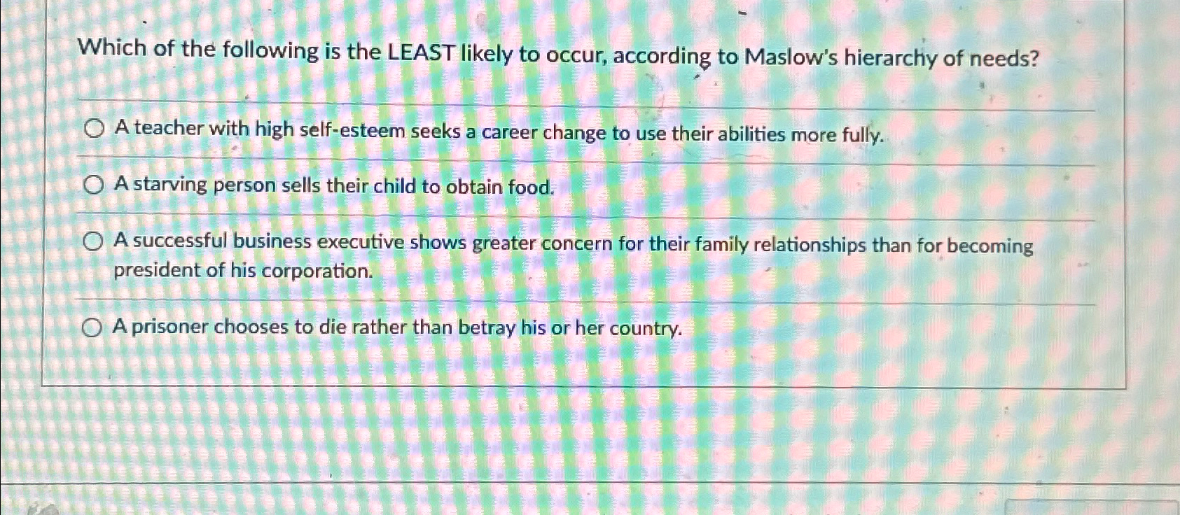 Solved Which of the following is the LEAST likely to occur, | Chegg.com