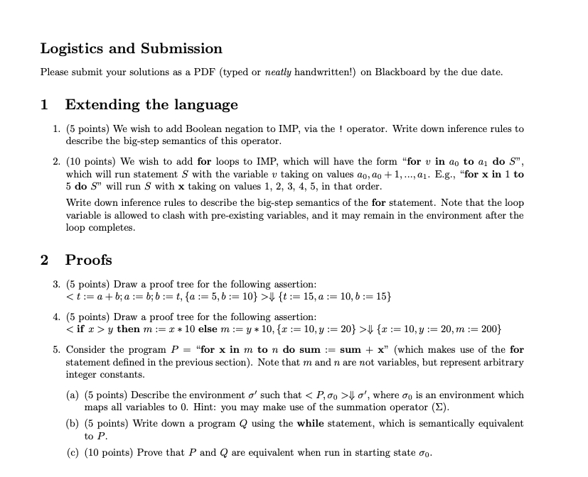 Solved IMP RulesThe following are the big-step semantic | Chegg.com