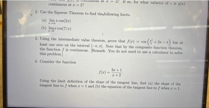 Solved 2. Use the Squeeze Theorem to find the following | Chegg.com