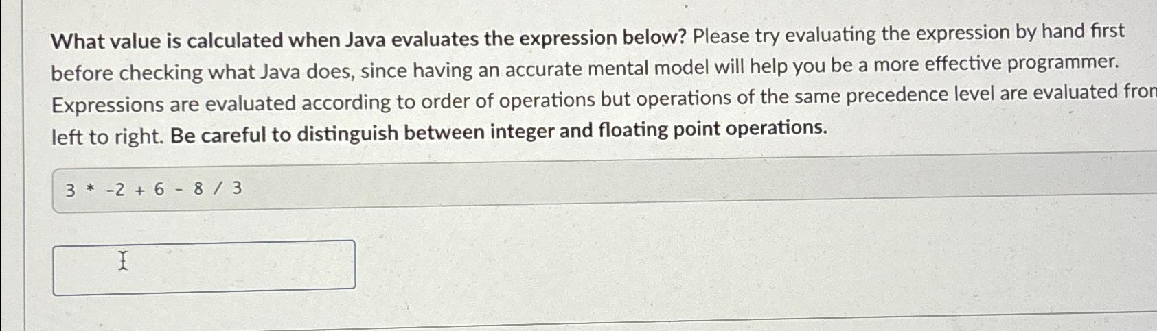 Solved What value is calculated when Java evaluates the | Chegg.com