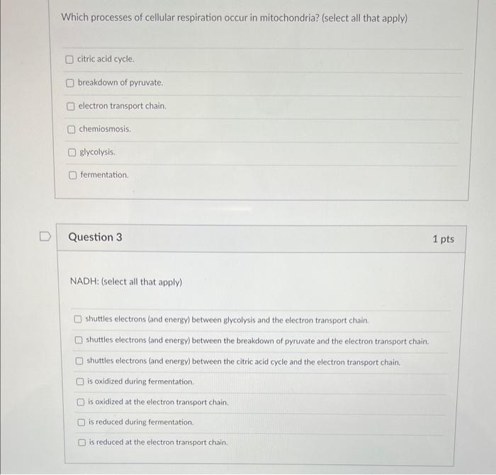 Solved Aerobic respiration: (select all that apply) requires | Chegg.com