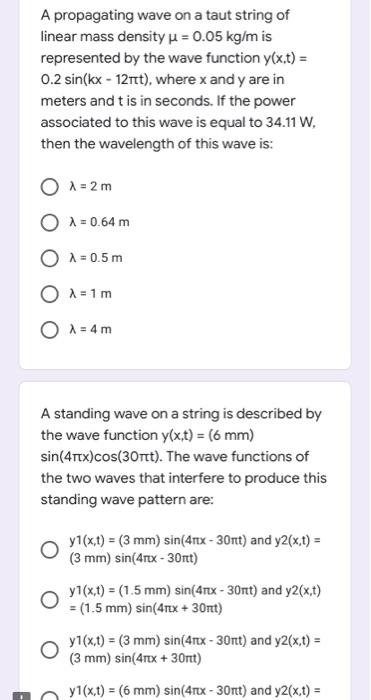 Solved A propagating wave on a taut string of linear mass | Chegg.com
