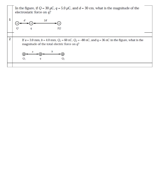 In the figure, if Q- 30 ﻿C, ﻿q- 5.0 ﻿C, ﻿and d -30 | Chegg.com