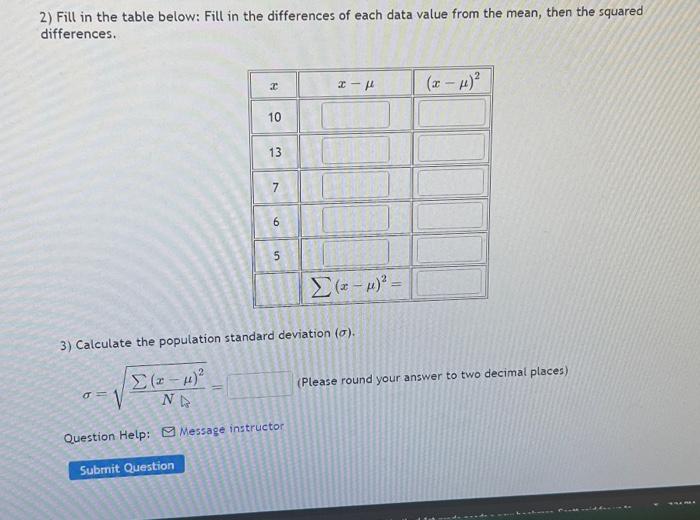 Solved 2) Fill in the table below: Fill in the differences | Chegg.com