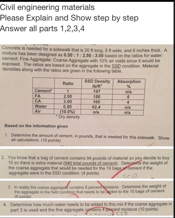 Solved Civil engineering materials Please Explain and Show | Chegg.com