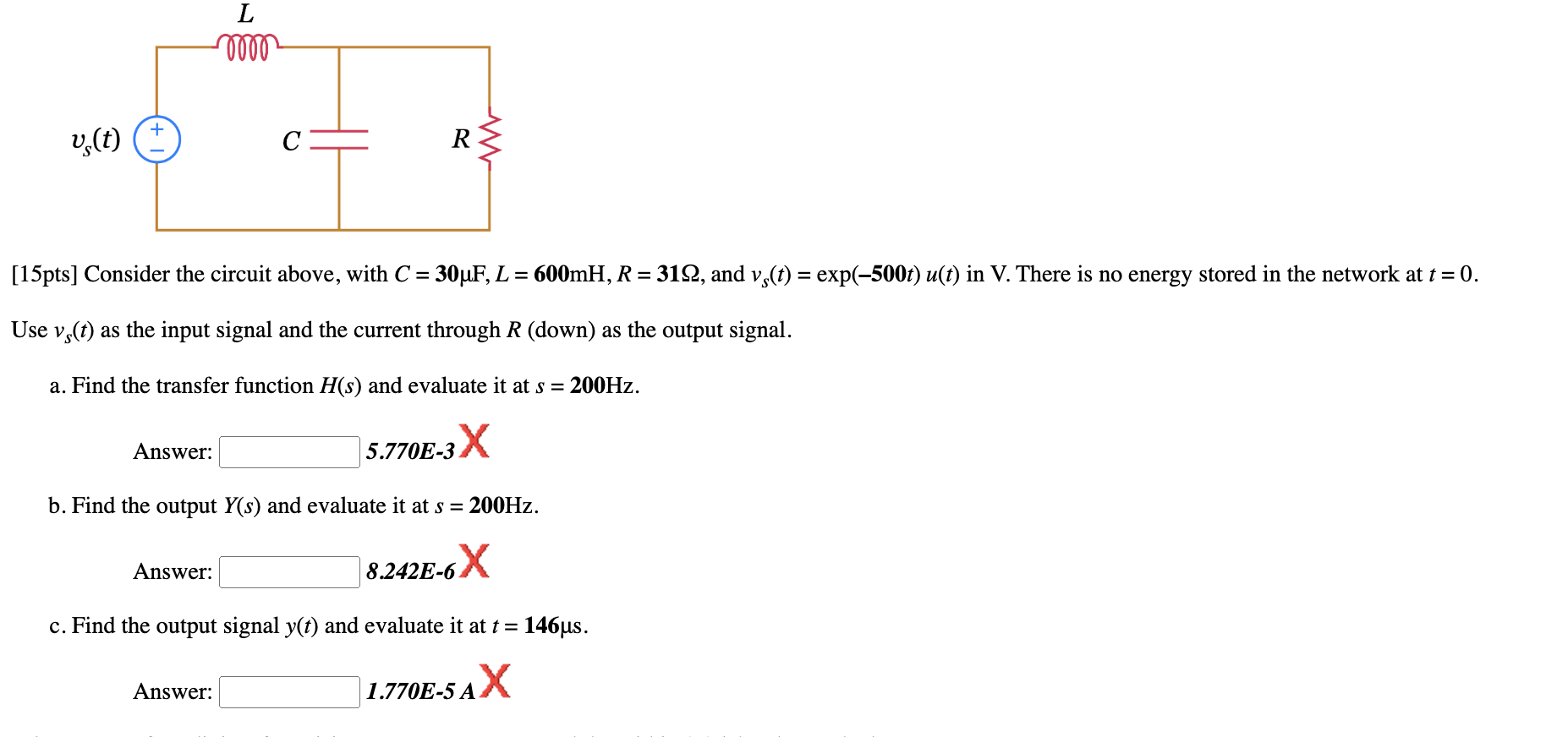 Solved [15pts] ﻿Consider the circuit above, with | Chegg.com