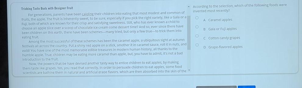 Solved Tricking Taste Buds with Designer Fruit - According | Chegg.com