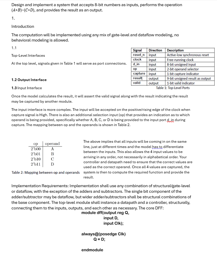 Solved 1. ﻿Diagram of architecture drawing with datapath | Chegg.com