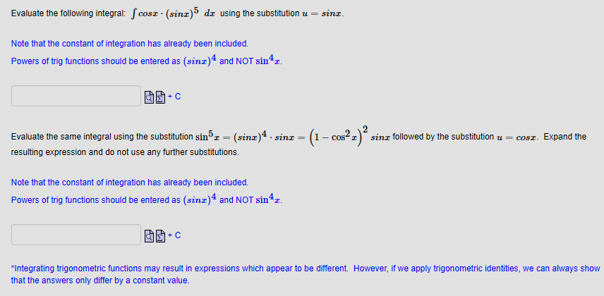 Solved Evaluate the following integral: ∫﻿﻿cosx*(sinx)5dx | Chegg.com
