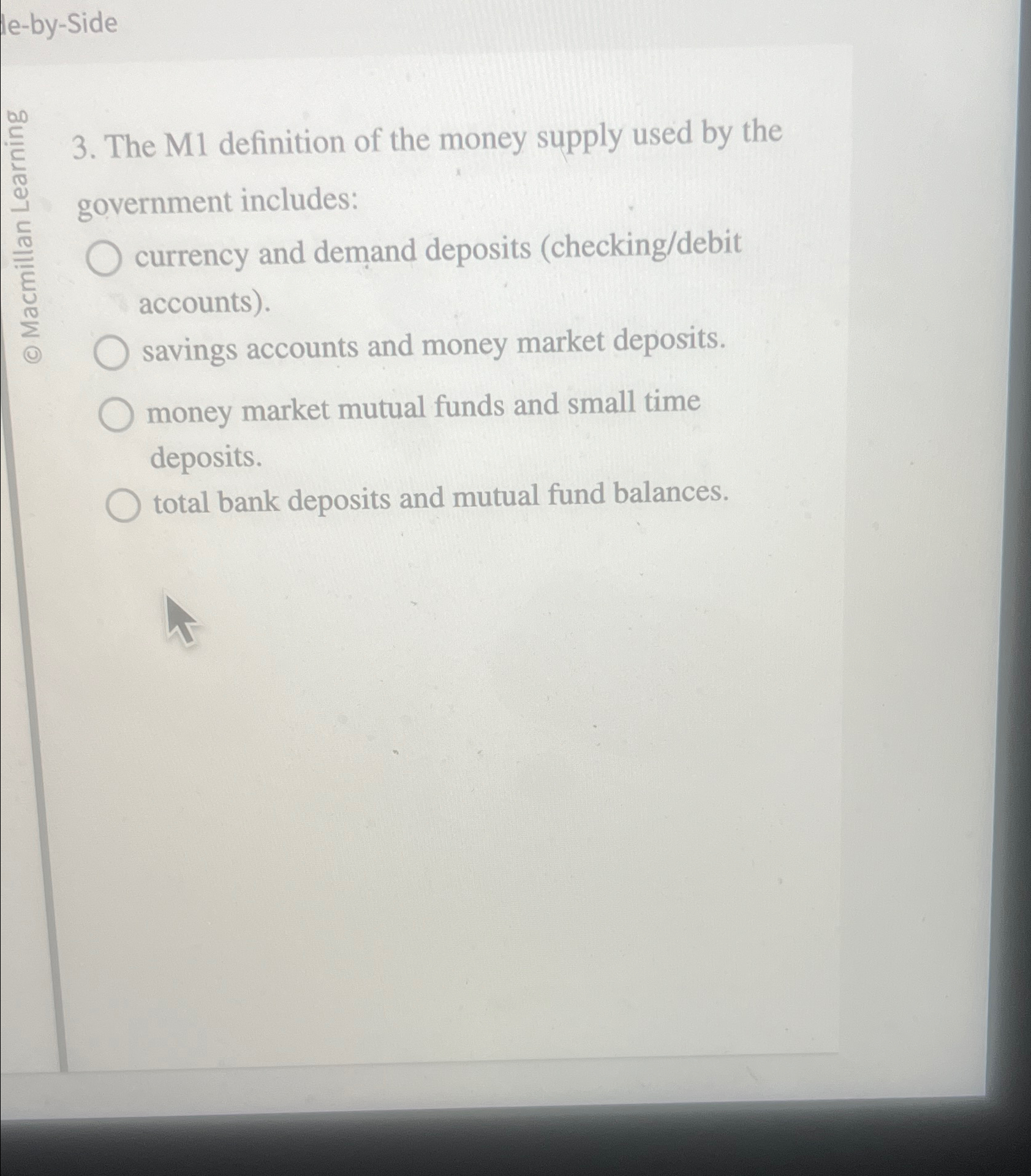 Solved Le By Side3 ﻿the M1 ﻿definition Of The Money Supply
