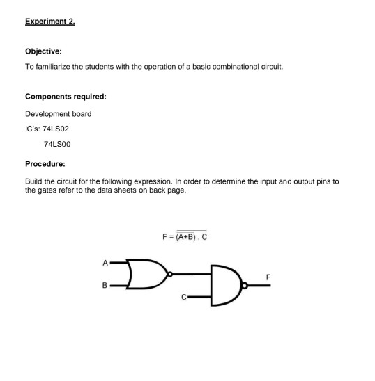 Solved Experiment 2 Objective: To familiarize the students | Chegg.com