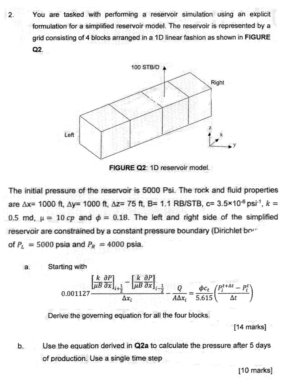 Solved helpYou are tasked with performing a reservoir | Chegg.com