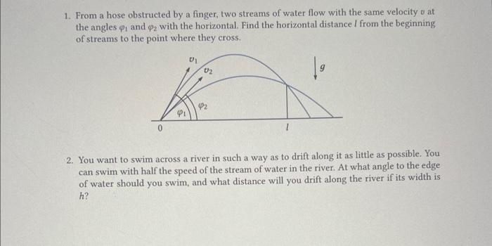 1. From a hose obstructed by a finger, two streams of | Chegg.com
