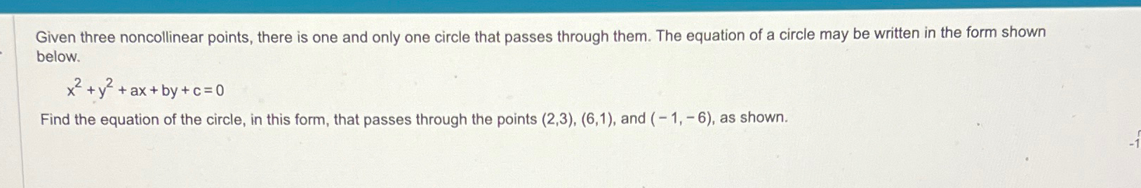 Solved Given three noncollinear points, there is one and | Chegg.com